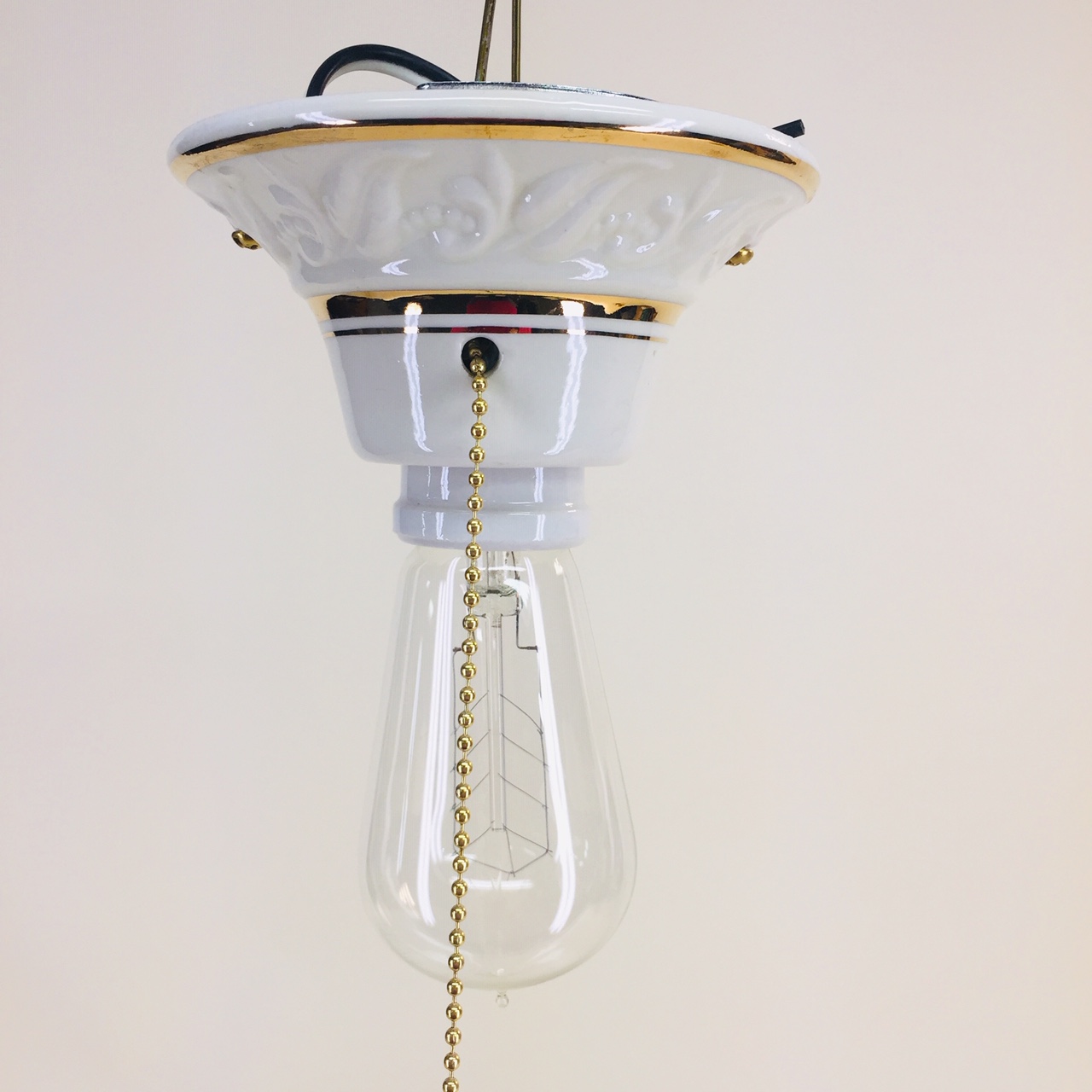 Cream colored porcelain flush mount - Old Lamps & Things, LLC