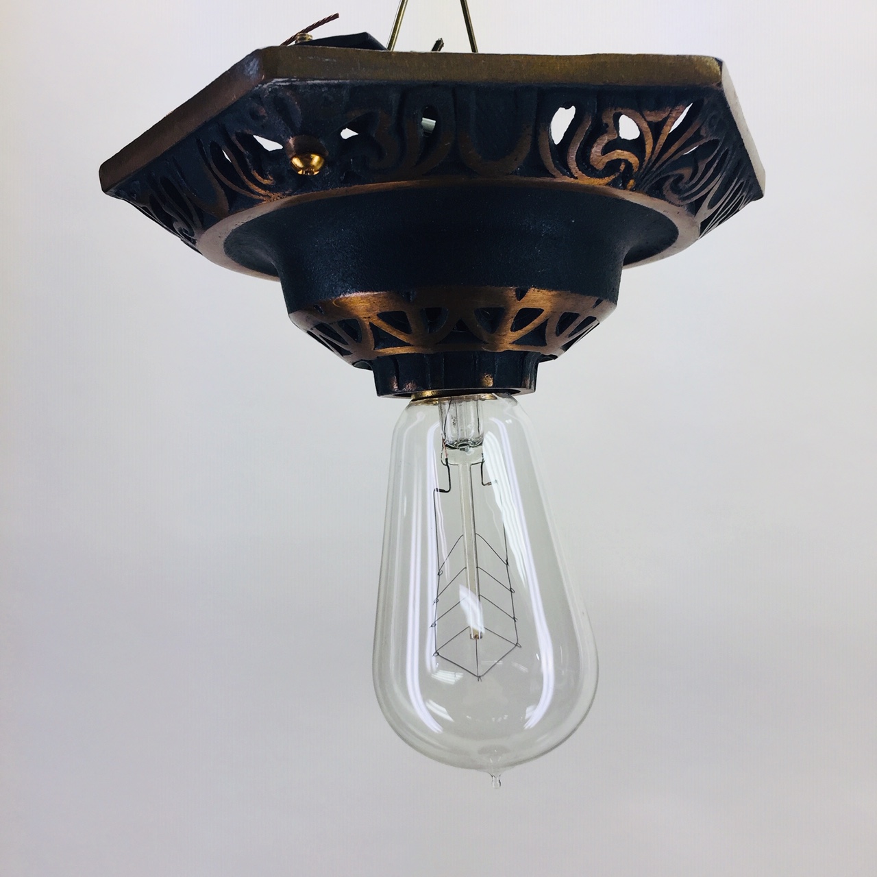 Hexagonal cast brass flush mount ceiling light fixture - Old Lamps ...