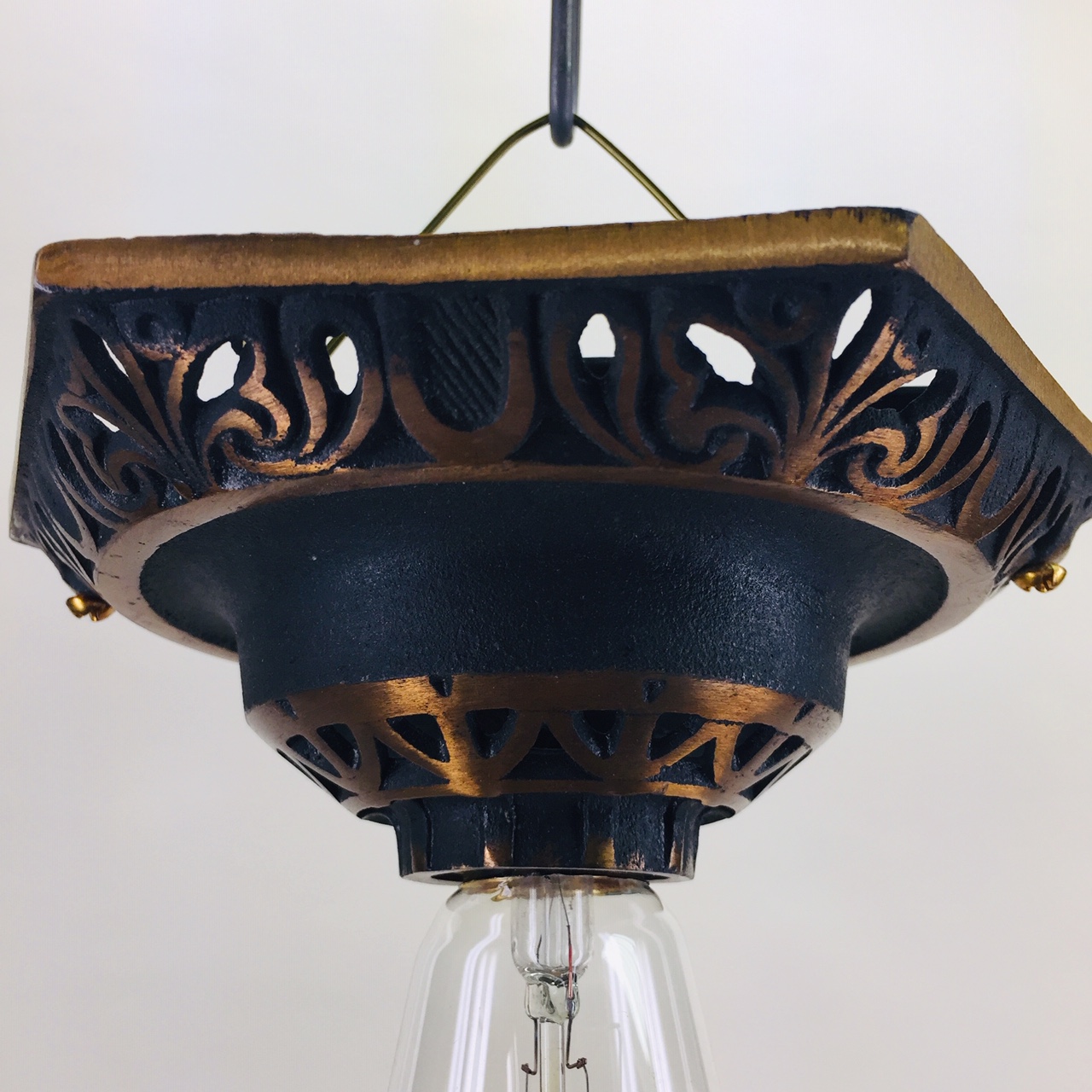 Hexagonal cast brass flush mount ceiling light fixture - Old Lamps ...