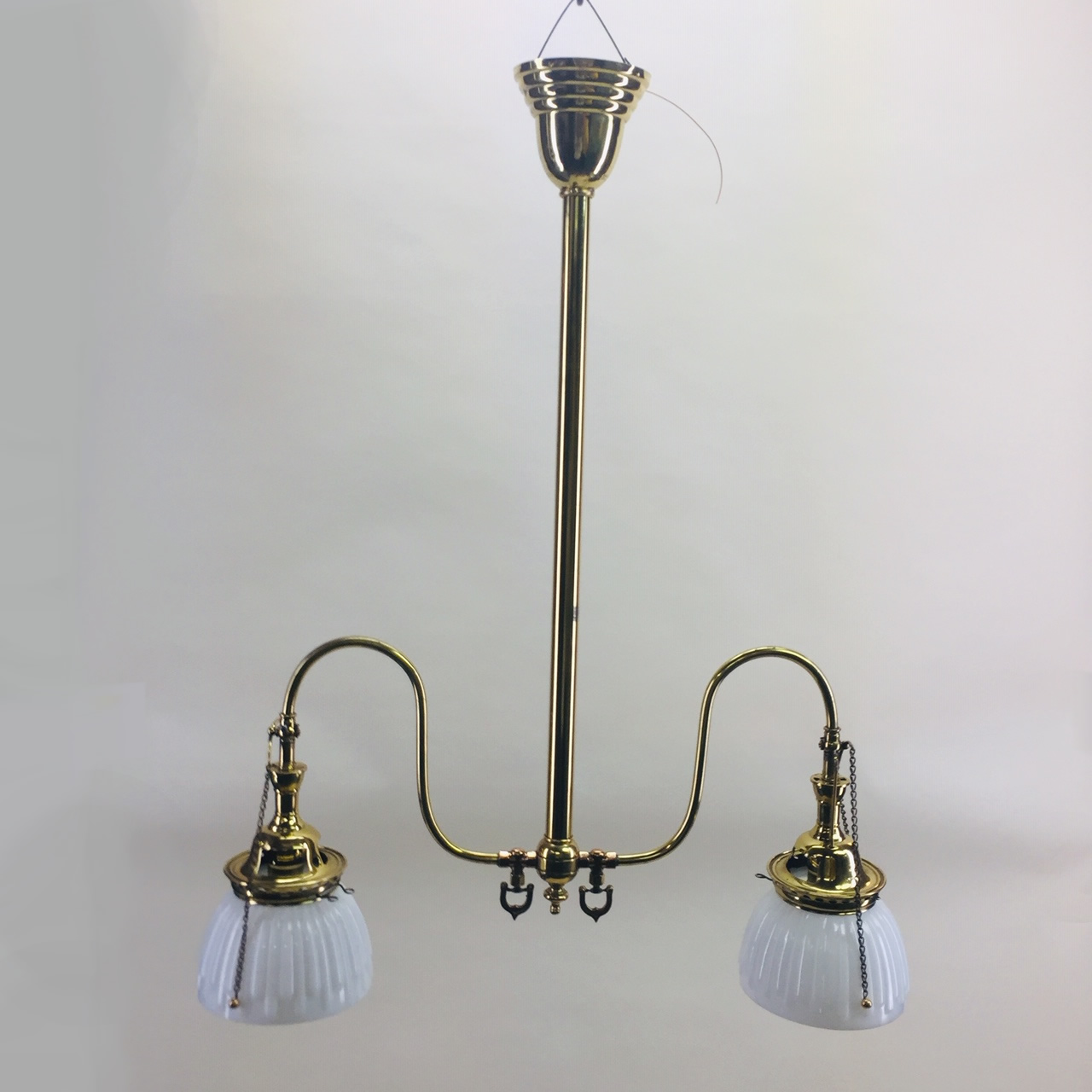 Inverted gas two-light chandelier signed REFLEX - Old Lamps & Things, LLC