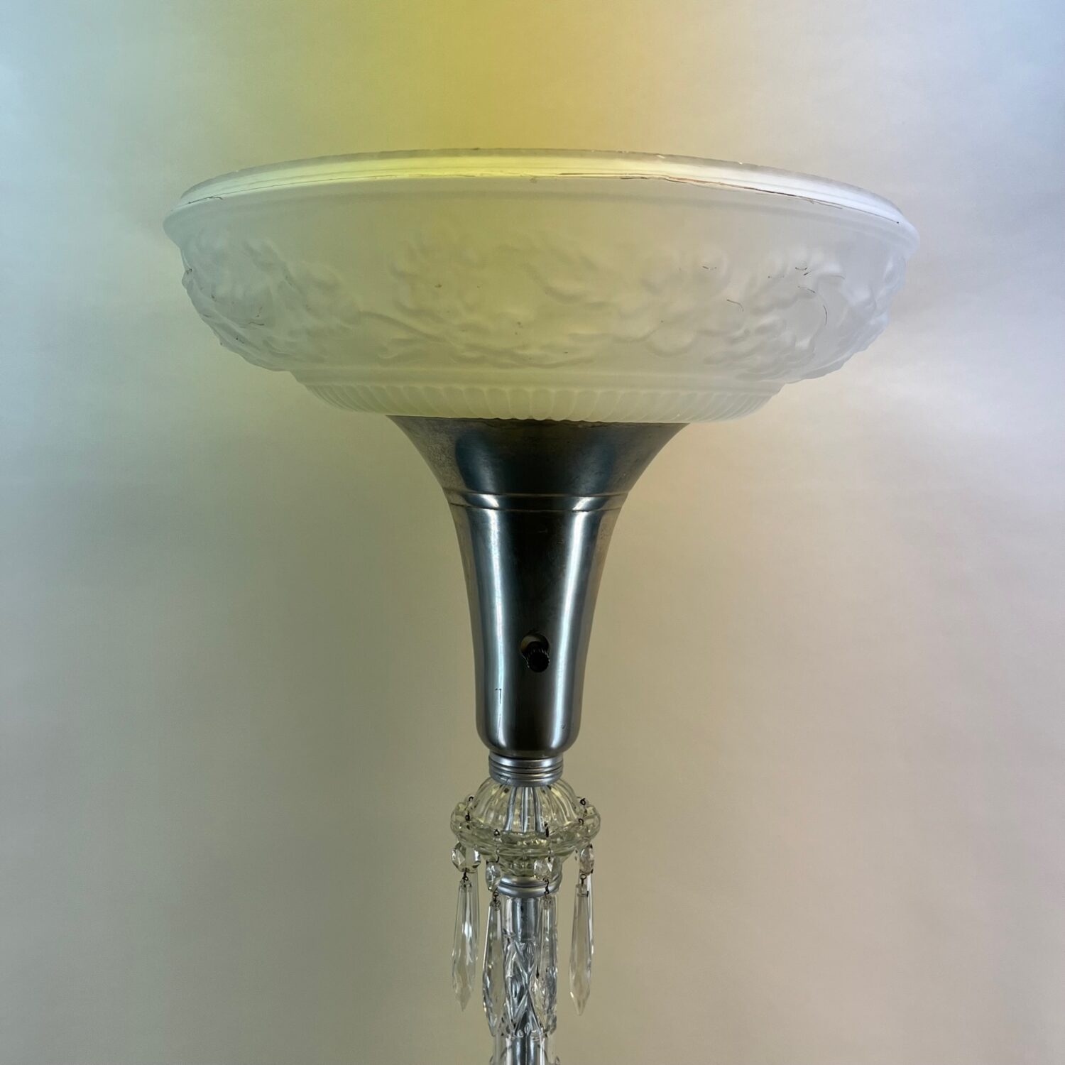 Elegant glass and crystal torchiere - Old Lamps & Things, LLC