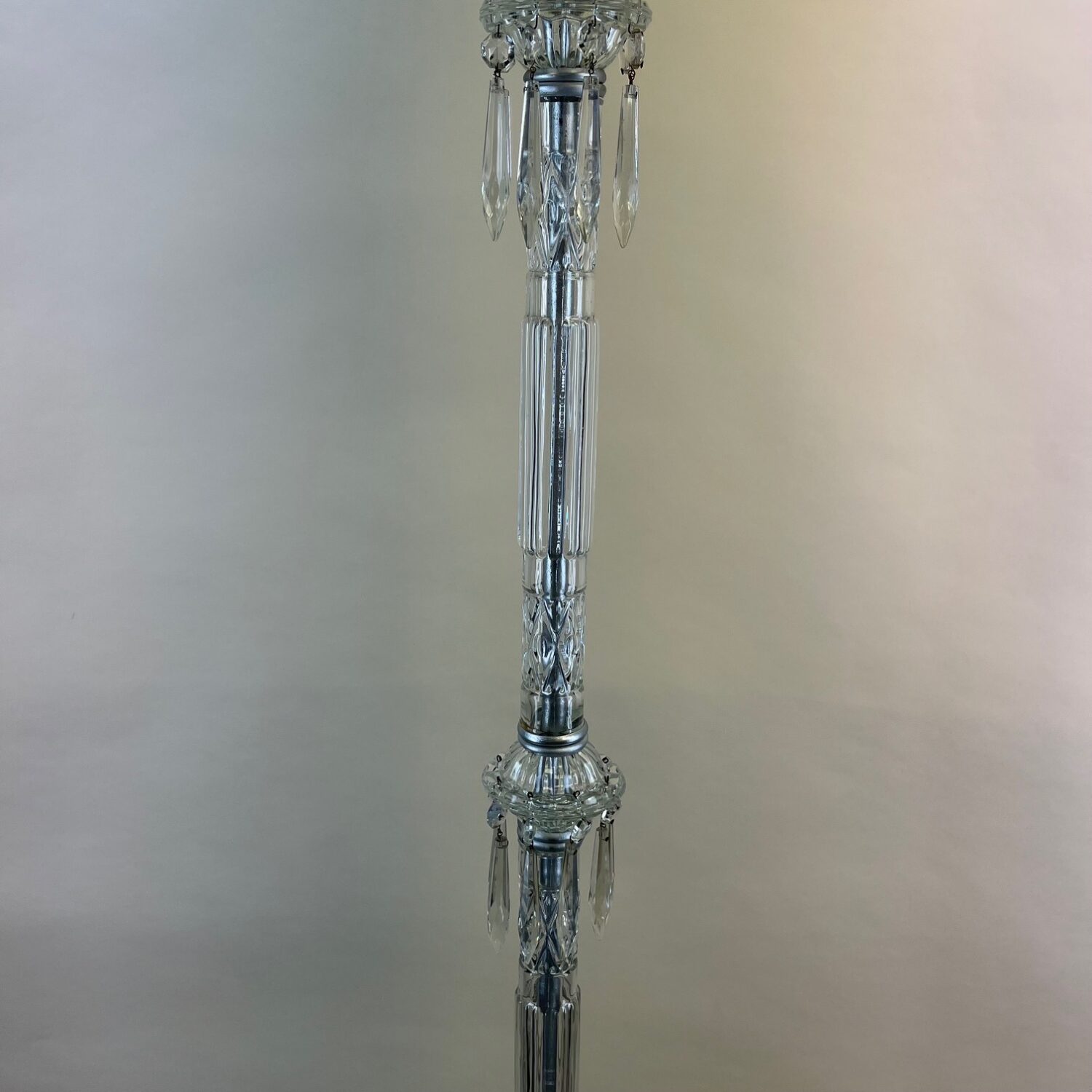 Elegant glass and crystal torchiere - Old Lamps & Things, LLC