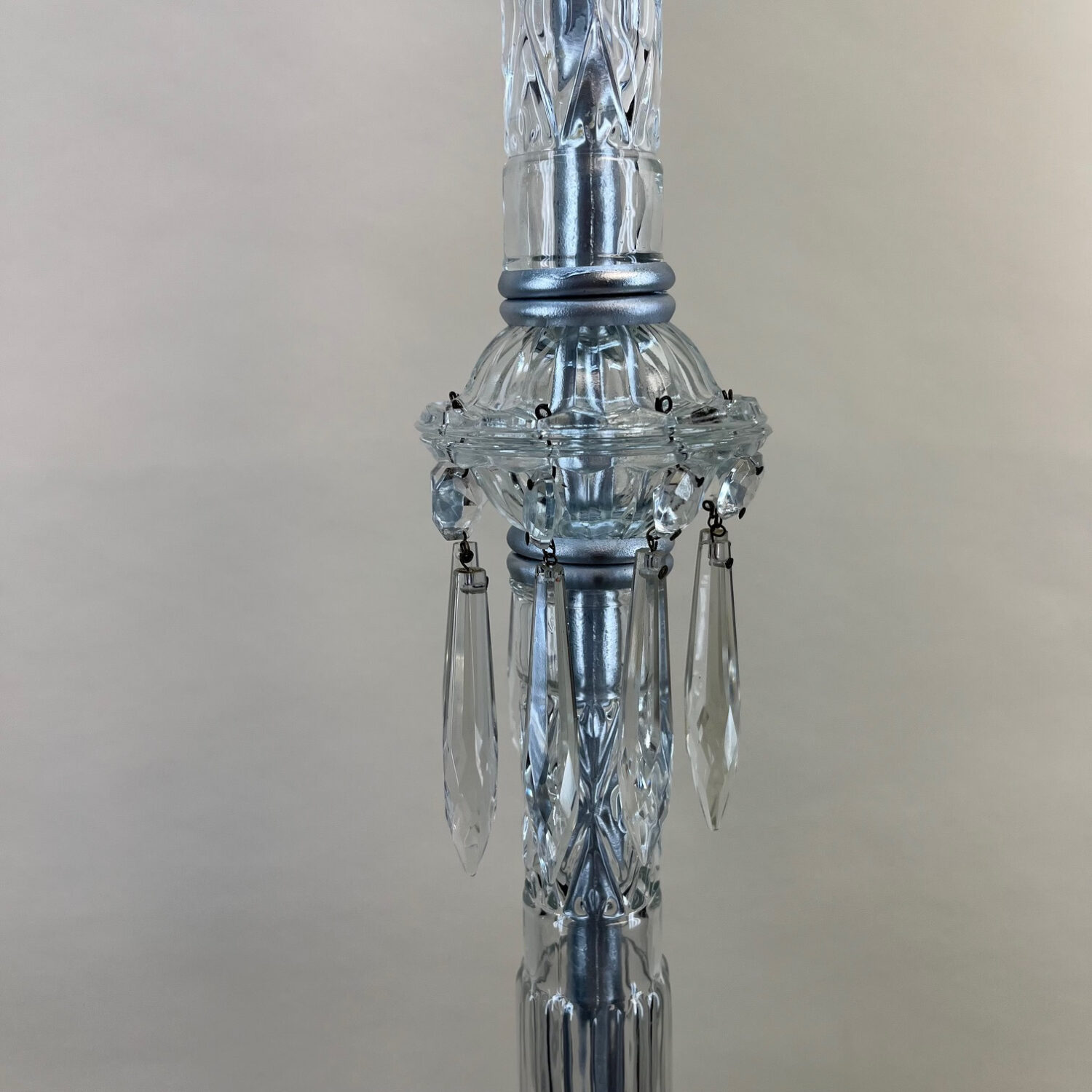 Elegant glass and crystal torchiere - Old Lamps & Things, LLC